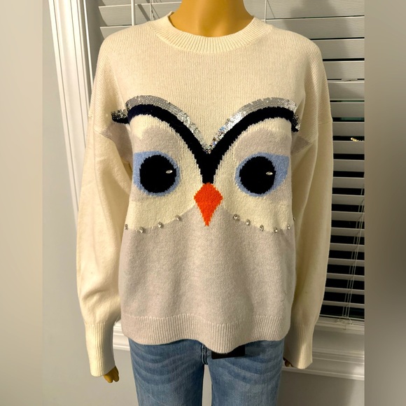 kate spade | Sweaters | Stunning Kate Spade Size M Off White Owl Face ...